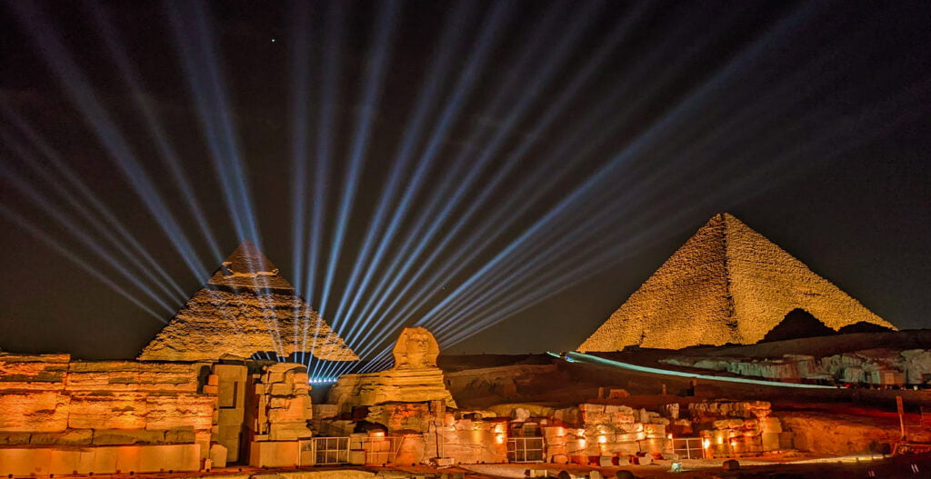 Pyramids At Night: Sound and Light Show At Giza Pyramids
